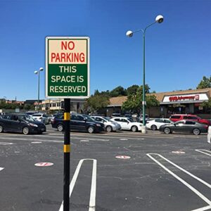 2 Pack No Parking This Space is Reserved Signs 14x10 Inches No Parking Signs Traffic Control Signs Metal Reflective Sturdy Rust Aluminum Weatherproof Durable Easy to Install