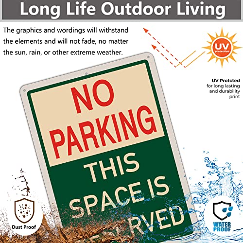 2 Pack No Parking This Space is Reserved Signs 14x10 Inches No Parking Signs Traffic Control Signs Metal Reflective Sturdy Rust Aluminum Weatherproof Durable Easy to Install