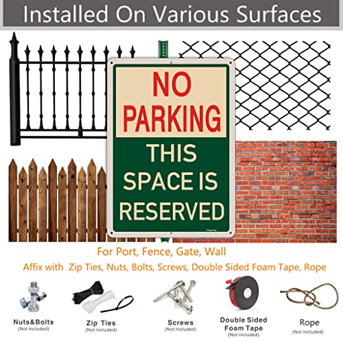 2 Pack No Parking This Space is Reserved Signs 14x10 Inches No Parking Signs Traffic Control Signs Metal Reflective Sturdy Rust Aluminum Weatherproof Durable Easy to Install