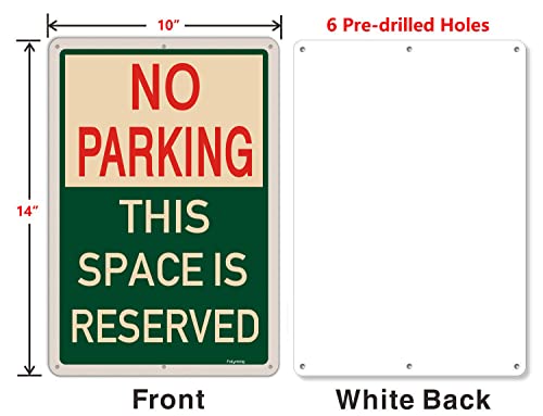 2 Pack No Parking This Space is Reserved Signs 14x10 Inches No Parking Signs Traffic Control Signs Metal Reflective Sturdy Rust Aluminum Weatherproof Durable Easy to Install