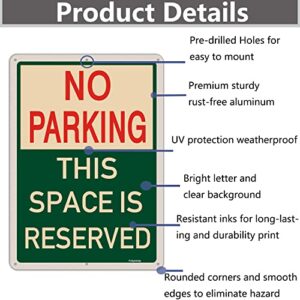 2 Pack No Parking This Space is Reserved Signs 14x10 Inches No Parking Signs Traffic Control Signs Metal Reflective Sturdy Rust Aluminum Weatherproof Durable Easy to Install