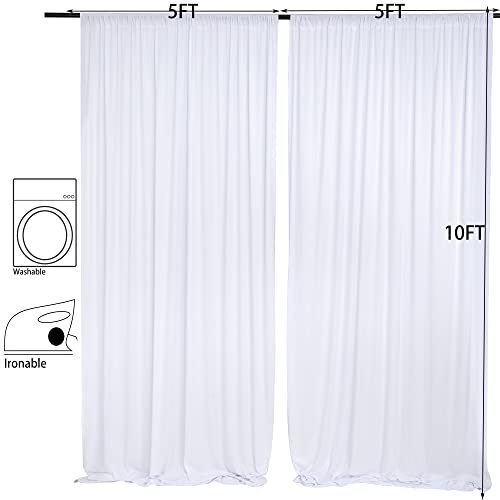 White Backdrop Curtains for Parties 10 ft x 10 ft Polyester Backdrop Curtain Panels for Wedding Baby Shower Birthday Gathering