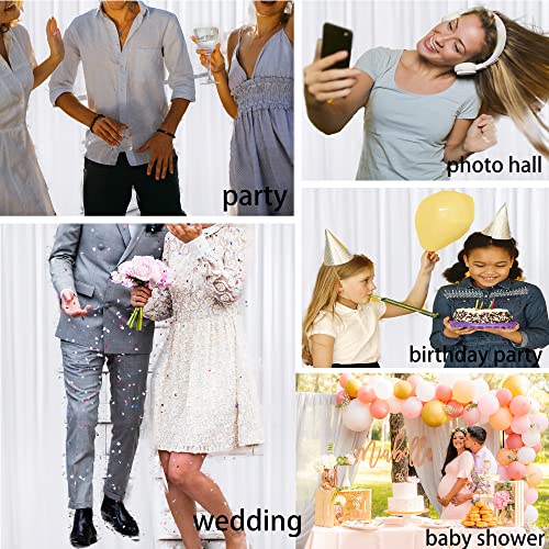 White Backdrop Curtains for Parties 10 ft x 10 ft Polyester Backdrop Curtain Panels for Wedding Baby Shower Birthday Gathering