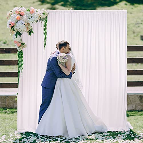 White Backdrop Curtains for Parties 10 ft x 10 ft Polyester Backdrop Curtain Panels for Wedding Baby Shower Birthday Gathering