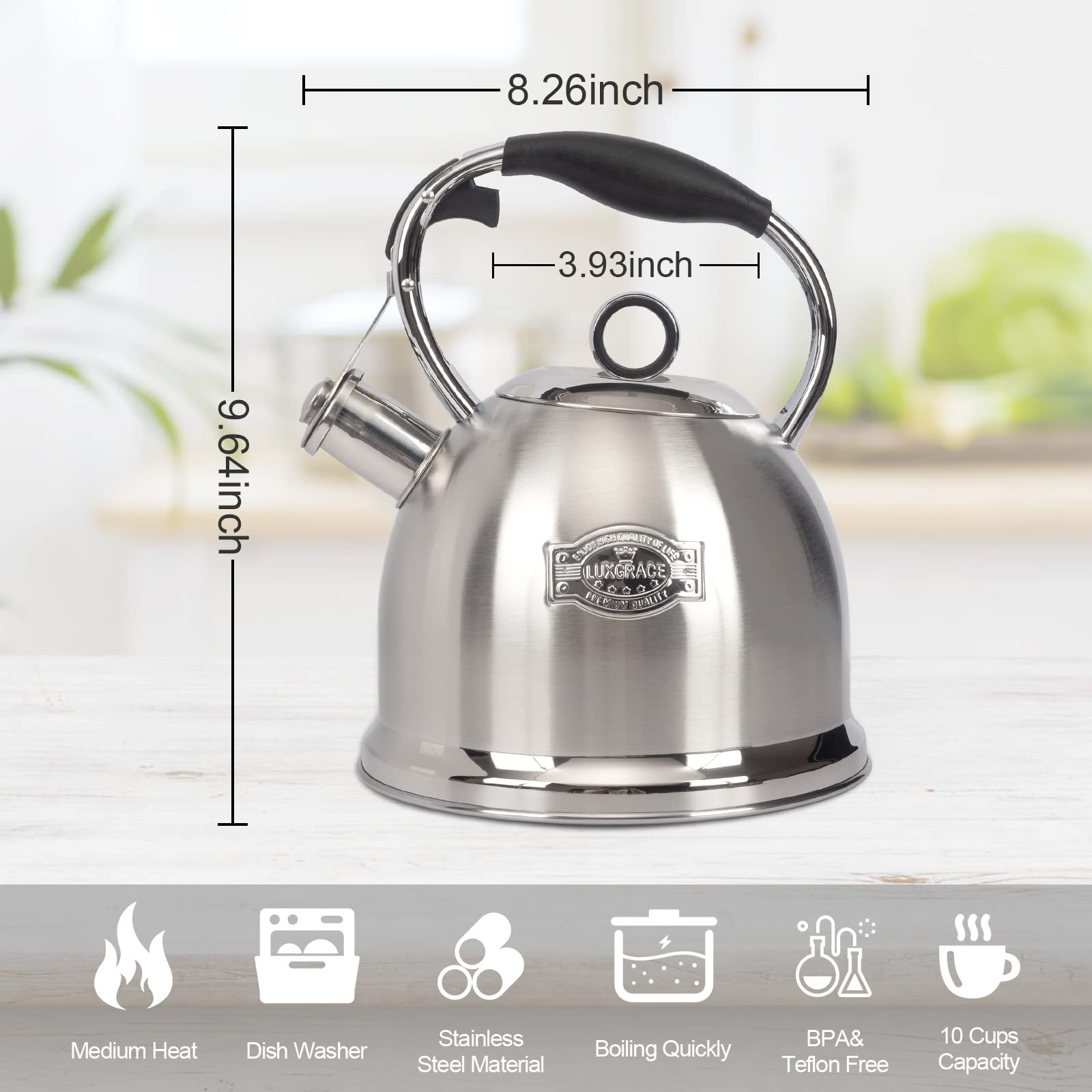 Tea Kettle for Stovetop, Food Grade Stainless Steel Water Kettle, Tea Pot for Home & Kitchen, 3.0 Qt