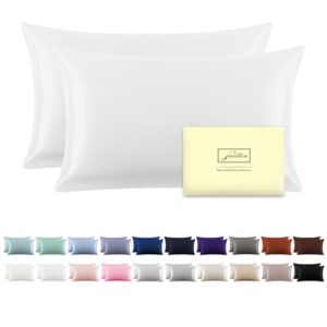 silk pillowcase for hair and skin,soft,breathable and sliky 100% standard size pillow cases set of 2,both sides natural mulberry silk pillowcases with hidden zipper(standard size 20"x 26",2pcs)