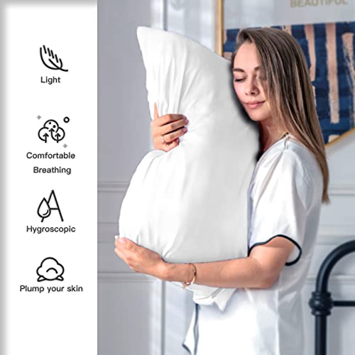 Silk Pillowcase for Hair and Skin,Soft,Breathable and Sliky 100% Standard Size Pillow Cases Set of 2,Both Sides Natural Mulberry Silk Pillowcases with Hidden Zipper(Standard Size 20"X 26",2pcs)