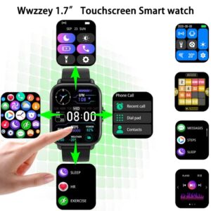 Wwzzey Smart Watch for Men/Women (Answer/Make Call), 1.7 Touch Screen Activity Tracks with Heart Rate Blood Oxygen Sleep Monitor, 28 Sport Modes, AI Voice, Compatible with Android and iOS Phones