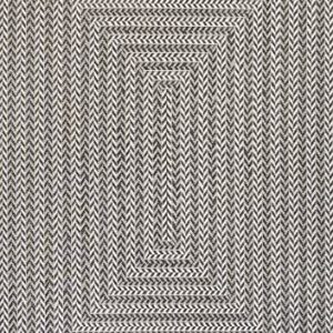 JONATHAN Y SMB206B-4 Chevron Modern Concentric Squares Braided Indoor Outdoor Area-Rug, Farmhouse, Traditional Easy-Clean,Bedroom,Kitchen,Backyard,Patio,Non Shedding, Black/Light Gray, 4 X 6