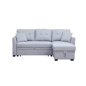 Apartment Sleeper Sofa with Chaise Storage Easy Pull Out Full Sized Bed with Removable Cushions Perfect for Bedroom Livingroom and Office Spaces