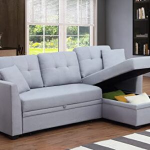 Apartment Sleeper Sofa with Chaise Storage Easy Pull Out Full Sized Bed with Removable Cushions Perfect for Bedroom Livingroom and Office Spaces