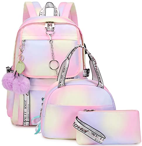 Spotted Tiger School Backpack for Girls Backpack with Lunch Box Aesthetic Backpack for Teen Girl Backpack School Bag Bookbag (Pink)