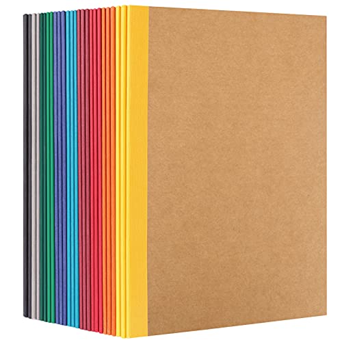 EOOUT 26 Pack A5 Kraft Notebooks, Composition Notebooks, Lined Journals Bulk with Rainbow Spines, 10 Colors, 60 Pages Lined Paper for Kids, Women Girls, School Office Supplies