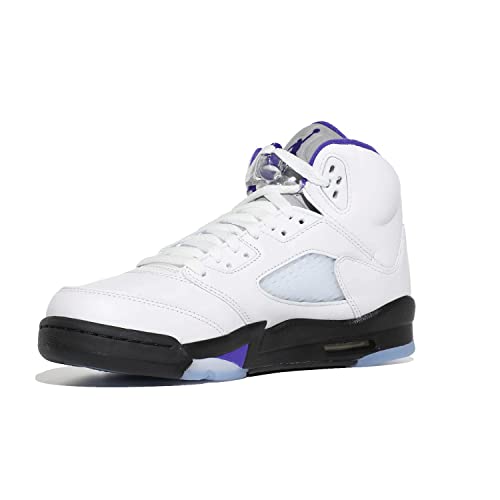 Jordan Boy's Air 5 Retro (Big Kid) White/Dark Concord/Black 4 Big Kid M