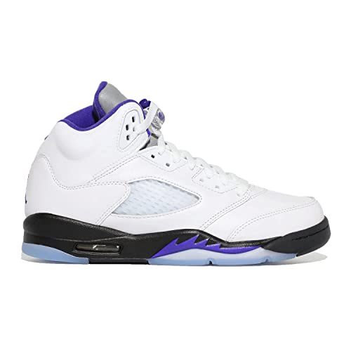 Jordan Boy's Air 5 Retro (Big Kid) White/Dark Concord/Black 4 Big Kid M