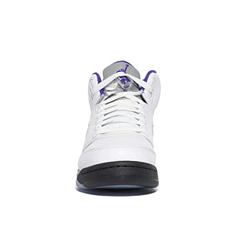 Jordan Boy's Air 5 Retro (Big Kid) White/Dark Concord/Black 4 Big Kid M