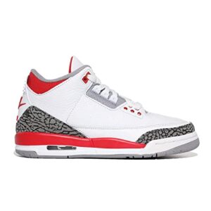 Jordan Boy's Air 3 Retro (Big Kid) White/Fire Red/Black/Cement Grey 4 Big Kid M