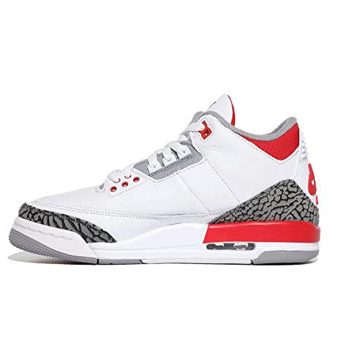 Jordan Boy's Air 3 Retro (Big Kid) White/Fire Red/Black/Cement Grey 4 Big Kid M