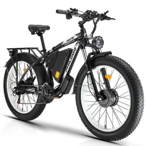 philodo electric bike for adults, 48v 22ah fat tire ebike dual motor awd 2 * 1000w 35mph electric bicycles 21-speed with ignition lock hydraulic disc brakes