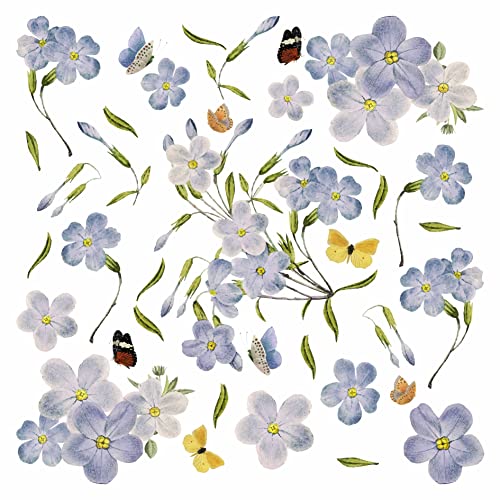 Periwinkle Rub on Stickers, 6 x 6 inch Sheet - Dry Rub-On/Off Transfers Stickers for Furniture Scrapbooking Crafts Mixed Media Collage Art