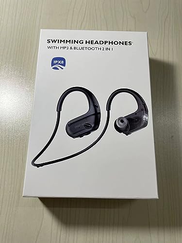 mashine Swimming Headphones, Bluetooth & MP3 Music Player 2 in 1, IPX8 Underwater 3 Meters Waterproof Earphones for Pool, Surfing, Snorkeling, Shower and Running with Shuffle (Not Bone Conduction)