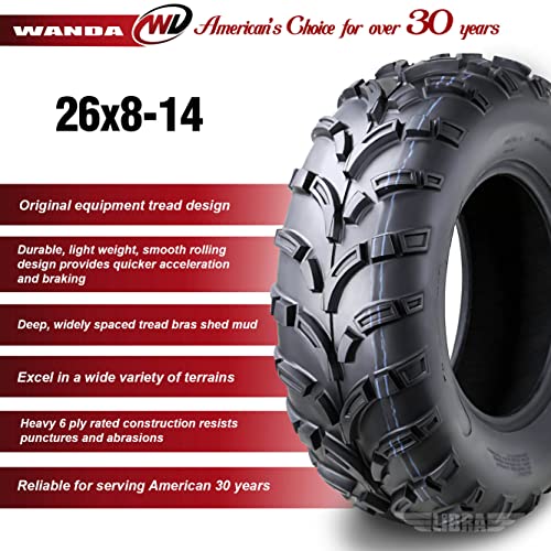 Set of 2 WANDA ATV/UTV Tires 26x8-14 /6PR P373-10205 …