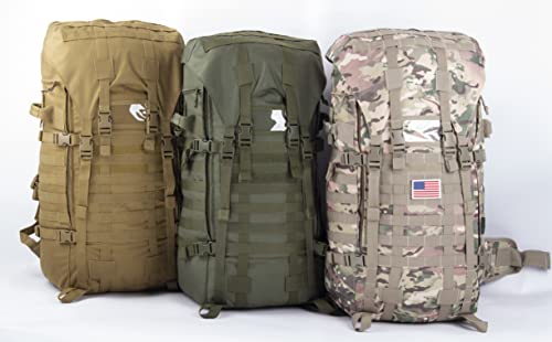 BACKFERRY Large Military Backpack Army Rucksack with Internal Frame Hydration and MOLLE Compatible. Top and Front Load for Wild Camping Backpacking Hiking Bushcraft Adventure 60L