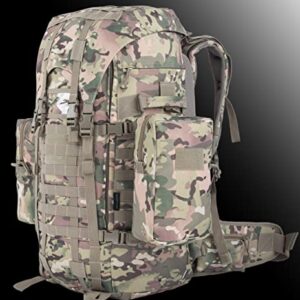 BACKFERRY Large Military Backpack Army Rucksack with Internal Frame Hydration and MOLLE Compatible. Top and Front Load for Wild Camping Backpacking Hiking Bushcraft Adventure 60L