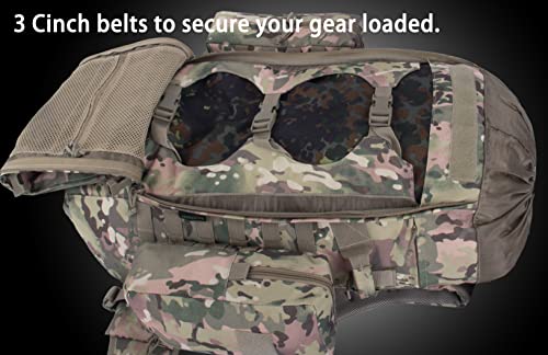 BACKFERRY Large Military Backpack Army Rucksack with Internal Frame Hydration and MOLLE Compatible. Top and Front Load for Wild Camping Backpacking Hiking Bushcraft Adventure 60L