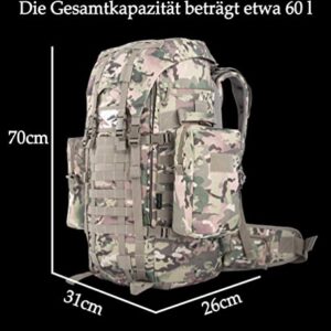 BACKFERRY Large Military Backpack Army Rucksack with Internal Frame Hydration and MOLLE Compatible. Top and Front Load for Wild Camping Backpacking Hiking Bushcraft Adventure 60L