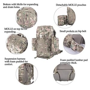 BACKFERRY Large Military Backpack Army Rucksack with Internal Frame Hydration and MOLLE Compatible. Top and Front Load for Wild Camping Backpacking Hiking Bushcraft Adventure 60L