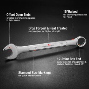 ValueMax SAE Combination Wrench Set, 11PCS Mechanic Wrenches from 1/4" to 7/8" with Rack Organizer, Open End and 12-Point Box End Wrench Mechanic Set, For General Household, Car Emergency