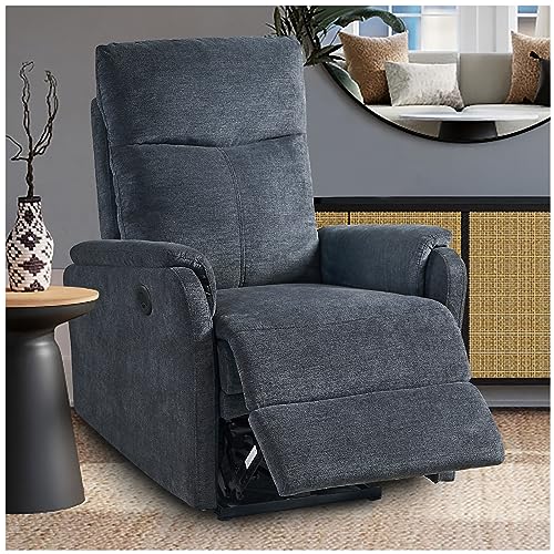 cinkehome Electric Power Recliner-Small Breathable Fabric Reclining Chair-USB Ports-Electric Home Theater Seating-Recliners for Small Spaces-Home Living Room Bedroom-Grey