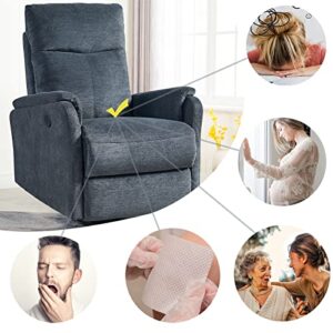 cinkehome Electric Power Recliner-Small Breathable Fabric Reclining Chair-USB Ports-Electric Home Theater Seating-Recliners for Small Spaces-Home Living Room Bedroom-Grey