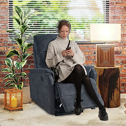 cinkehome Electric Power Recliner-Small Breathable Fabric Reclining Chair-USB Ports-Electric Home Theater Seating-Recliners for Small Spaces-Home Living Room Bedroom-Grey