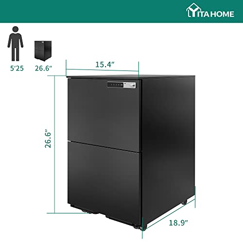 YITAHOME 2-Drawer Mobile File Cabinet with Smart Lock, Filing Cabinet Under Desk fits for Legal/Letter, Pre-Assembled Vertical Metal File Cabinet Except Wheels Under Desk - Black