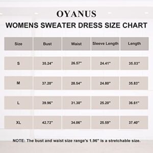 OYANUS Womens V Neck Long Sleeve Sweater Dress Fall Latern Sleeve Knit Flowy Short Mini Skater Dresses Black L