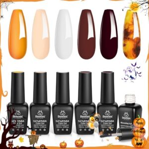 beetles gel nail polish with blooming gel amber attraction, 5 colors gel polish white burgundy brown gel polish 1pcs clear blooming gel polish fall gel nail polish soak off uv nail gel nail art