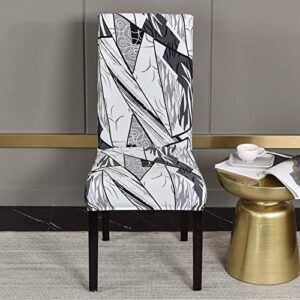 Spandex Marble Printed Stretch Chair Cover for Dining Room Office Banquet Chair Protector Elastic Material Armchair Cover W2 4 pcs