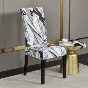 Spandex Marble Printed Stretch Chair Cover for Dining Room Office Banquet Chair Protector Elastic Material Armchair Cover W2 4 pcs