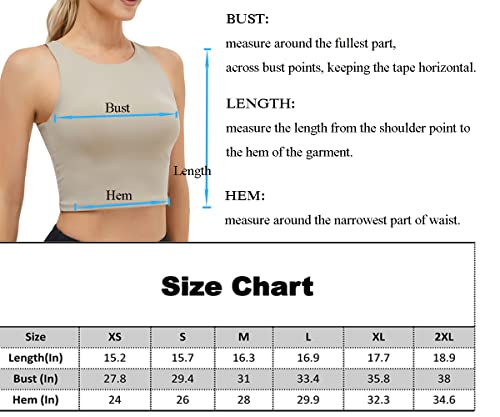 Women's High Neck Crop Top Sleeveless Racer Back Basic Workout Tank Tops Shirt White XL