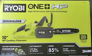 ryobi one+ hp 18v brushless 10 in. cordless battery chainsaw (tool only) p2502btl 0