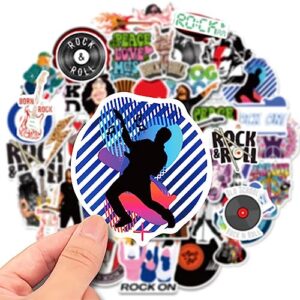 Rock and Roll Stickers |50Pcs Rock Music Waterproof Vinyl Decals for Water Bottles Laptop Luggage Cup Computer Mobile Phone Skateboard Décor