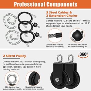 SERTT Home Gym Pulley System, Tricep Workout Pulley System for LAT Pulldown, Biceps Curl, Triceps, Shoulders, Back, Forearm Workout, Weight Cable Pulley System for Squat Rack, Garage