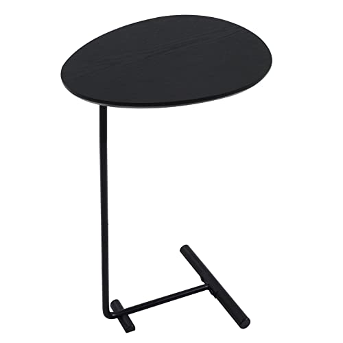 C Table,Couch Tables That Slide Under,C Shaped Side Table,Sofa End Table for Living Room Bedside Bathroom Snack Coffee Laptop Tables,Egg Oval-Shaped,Metal Frame,Easy Assembly Black（Upgraded）