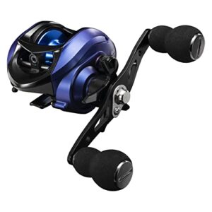 mifine magic baitcaster reels,6.3:1 gear ratio baitcasting fishing reel low profile with 13.2lb carbon fiber drag,ultralight casting reel cross-fire 5 magnet braking system(blue,left handed)