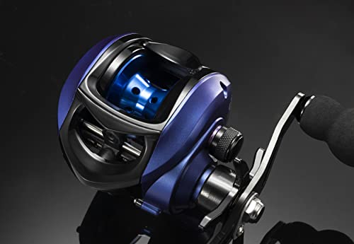 Mifine Magic Baitcaster Reels,6.3:1 Gear Ratio Baitcasting Fishing Reel Low Profile with 13.2lb Carbon Fiber Drag,Ultralight Casting Reel Cross-Fire 5 Magnet Braking System(Blue,Left Handed)