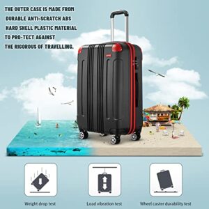 Joyway Luggage 10-Piece Sets,ABS Hardside Suitcase with Spinner Wheels,TSA Lock Luggage Sets for Women and Men (Black Red)…