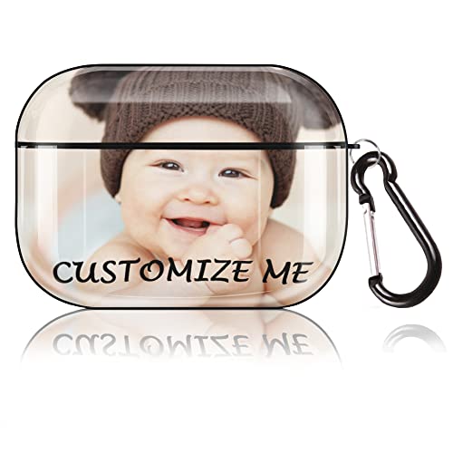 Custom AirPods Pro Case, Design Your AirPods Case with Photo/Text/Name, Top and Bottom Separated Hard PC Shockproof Protective Personalized Keychain Airpods Cover for Men and Women