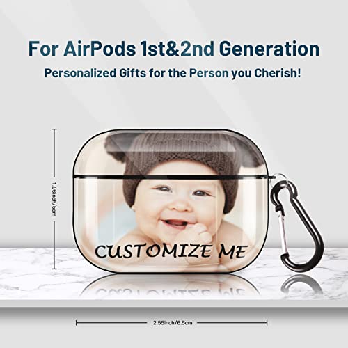 Custom AirPods Pro Case, Design Your AirPods Case with Photo/Text/Name, Top and Bottom Separated Hard PC Shockproof Protective Personalized Keychain Airpods Cover for Men and Women